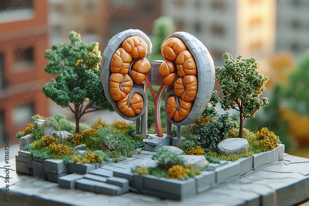 Lowpoly organ system design depicting Nephrology experts Internal ...