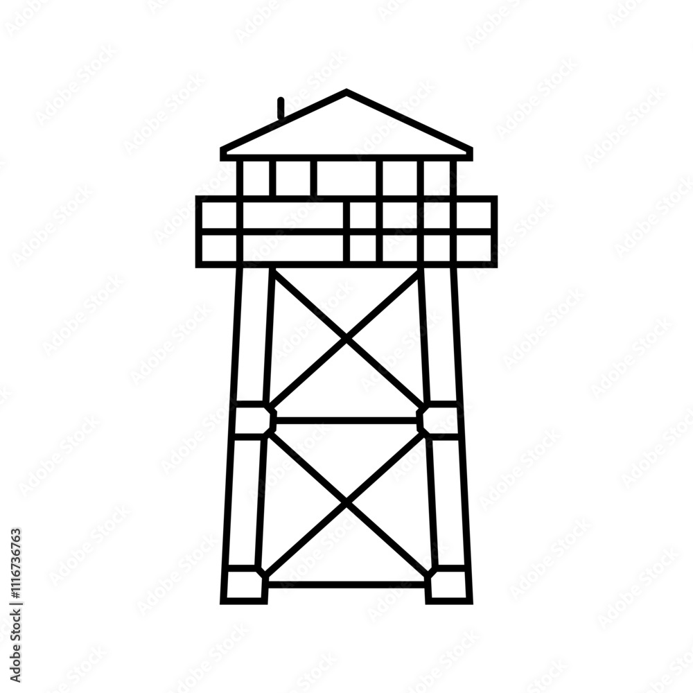 firewatch tower wildfire disaster line icon vector. firewatch tower ...