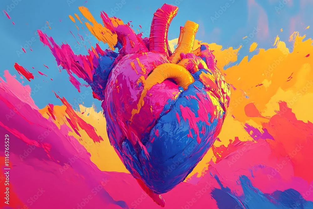 Pediatric Cardiological care visualized bright colors focusing the ...