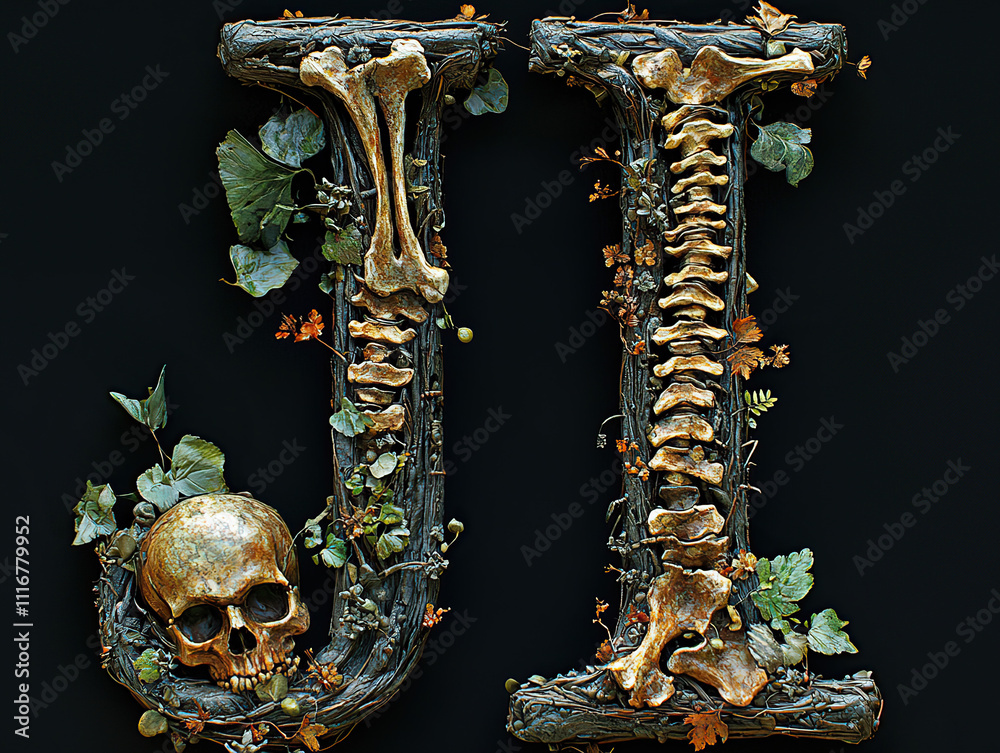 alphabet, bones, letters, skeleton, spooky, eerie, creepy, horror ...