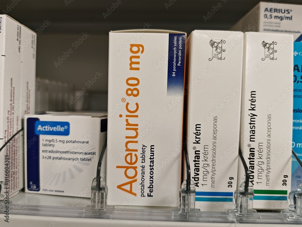 Prague,Czech Republic-October 9 2024: Adenuric by MENARINI contains ...