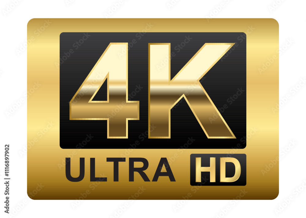 4K Ultra HD sticker label ,High definition label. Gold UHD symbol, 4K ...