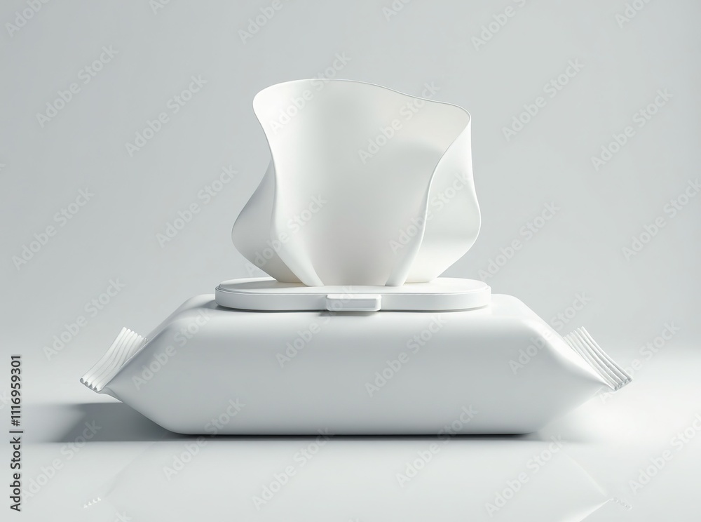 Realistic Wet Wipes Packaging Mockup - Flushable Wipes, Blank White ...