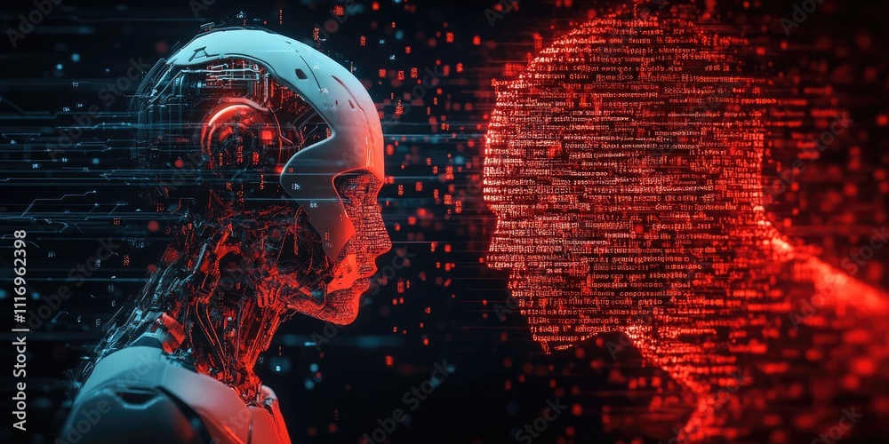 Stock-Foto „A visual representation of a digital battle between an AI ...