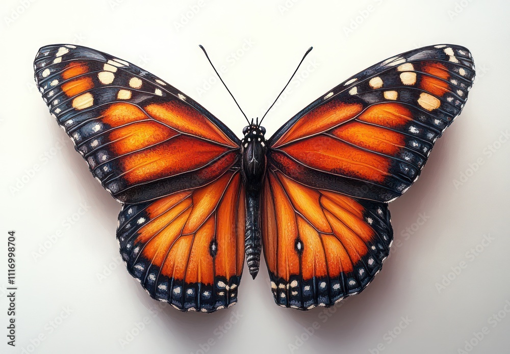 hyper-realistic illustration of isolated monarch butterfly wings front ...