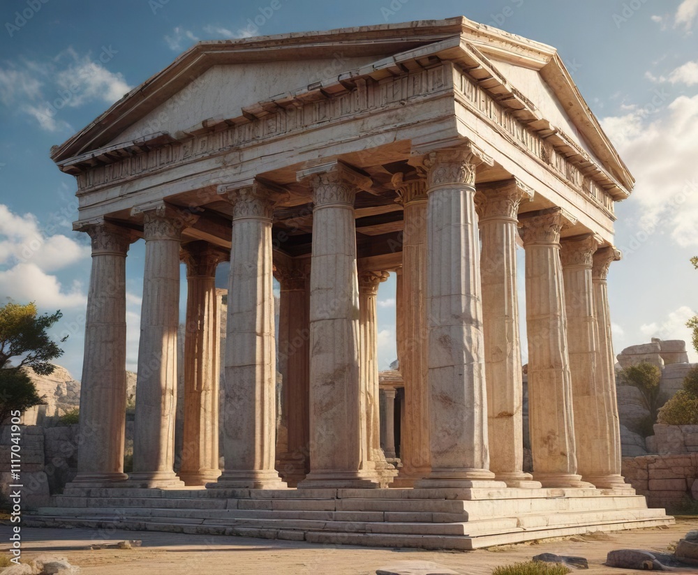Ancient Greek temple with Doric columns and triangular pediment , greek, doric columns Stock ...