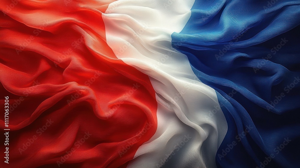 Wavy Silk Fabric Background in French Flag Colors, Abstract Digital ...