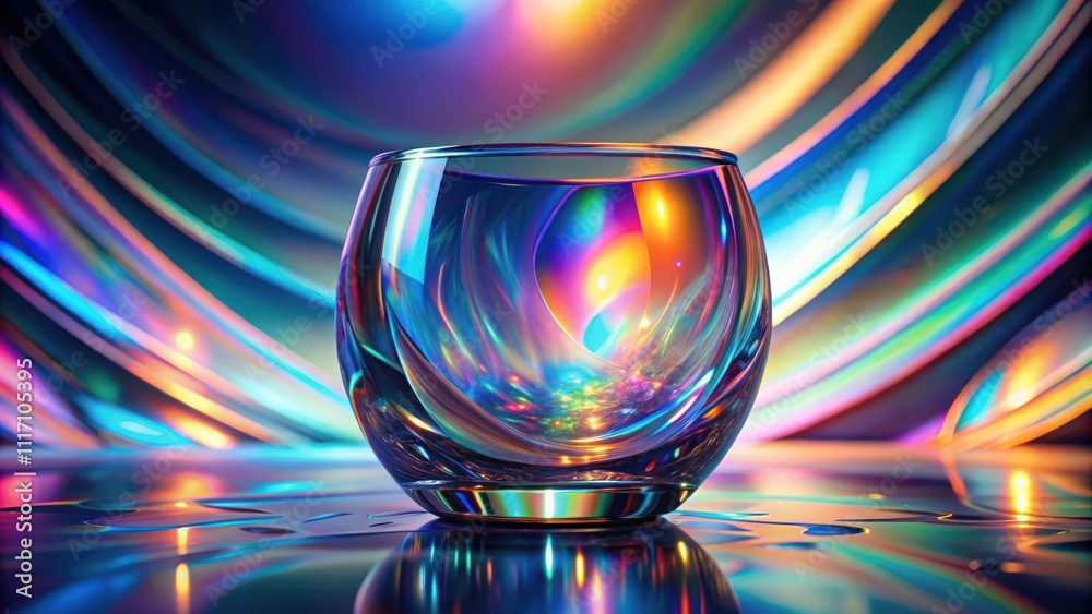 Luxurious glass object with dispersion and iridescent effects on modern ...