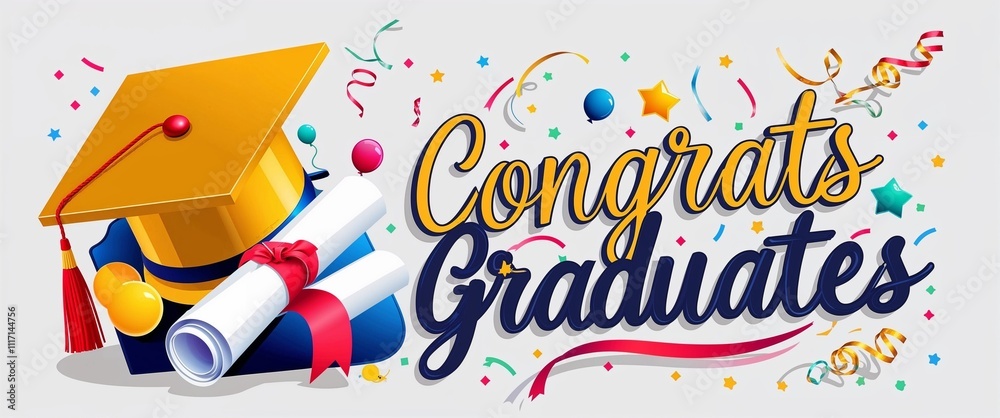 2025 graduation celebration, featuring bold, cursive Congrats Graduates ...