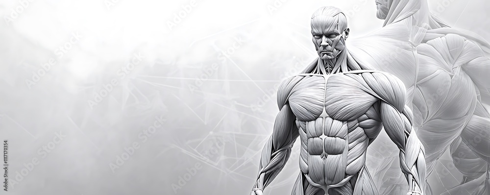 Ilustración de Stock Gray-Scale Labeled Diagram of the Human Muscular ...