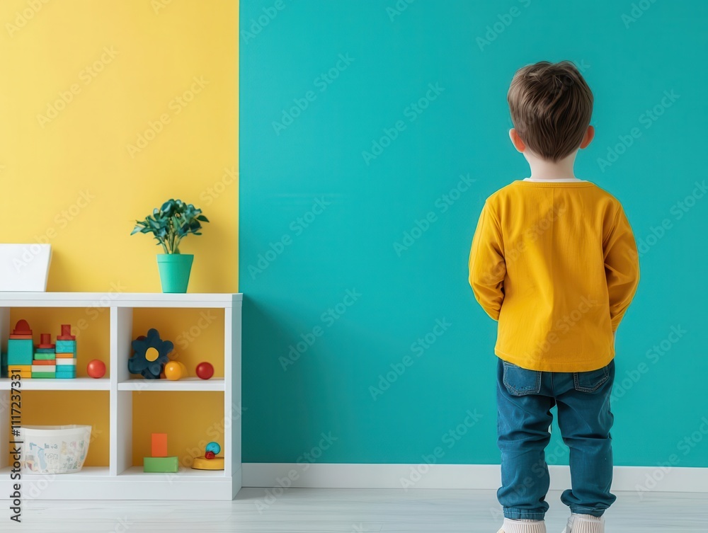 Playroom with interactive wall panels, toy cubbies, and sensory play ...