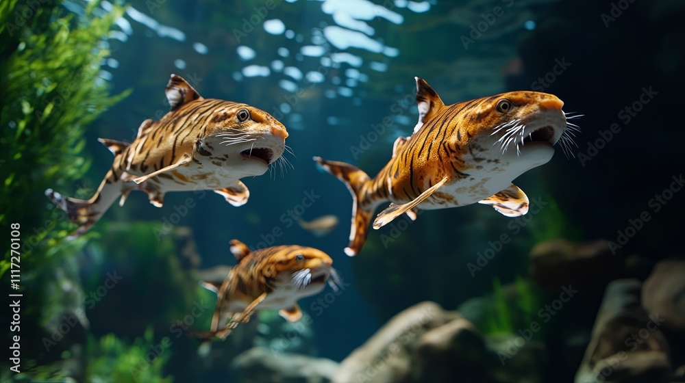 Evolution Of Species In Underwater Simulation Stock Illustration