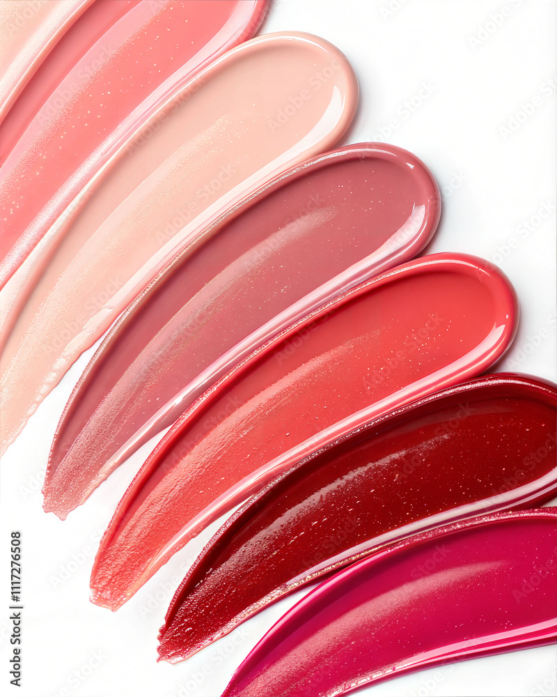 Shades of lipstick different tones color stroke on white background ...