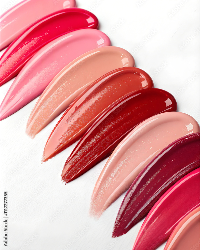 Shades of lipstick different tones color stroke on white background ...
