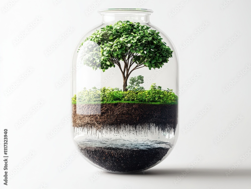 Futuristic biosphere design displaying ecological balance urban ...