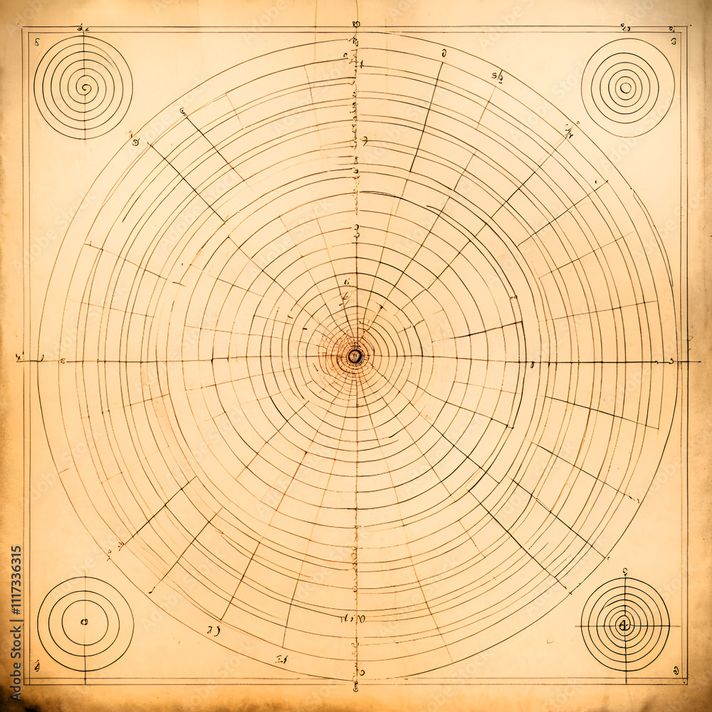Sacred geometry diagram featuring Fibonacci spiral Stock Illustration ...