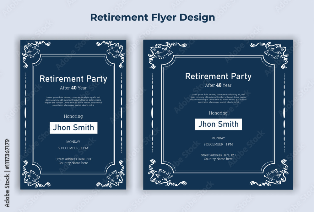 Happy retirement lunch party invitation flyer design template Stock ...