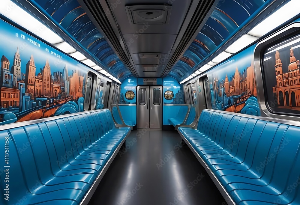 Literary train. subway car with images and quotes from the books of A.S ...