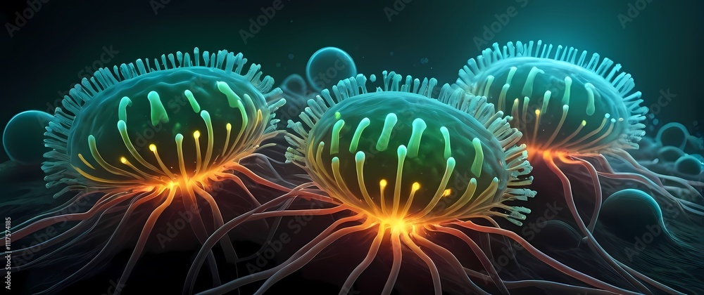 Illustration of bacteriophages in a lytic cycle showing bursting ...