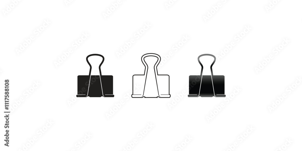 Binder clip vector design in a white background. Realistic binder clip ...