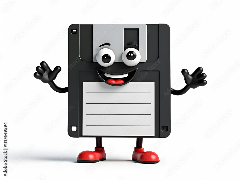 Vintage Floppy Disk 3D Cartoon with Funky Groovy Style – Classic 80s ...