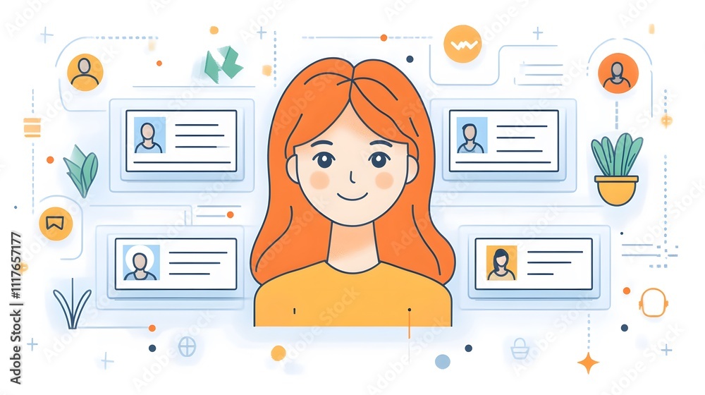Professional vector graphic of a recruitment scheduling system with ...