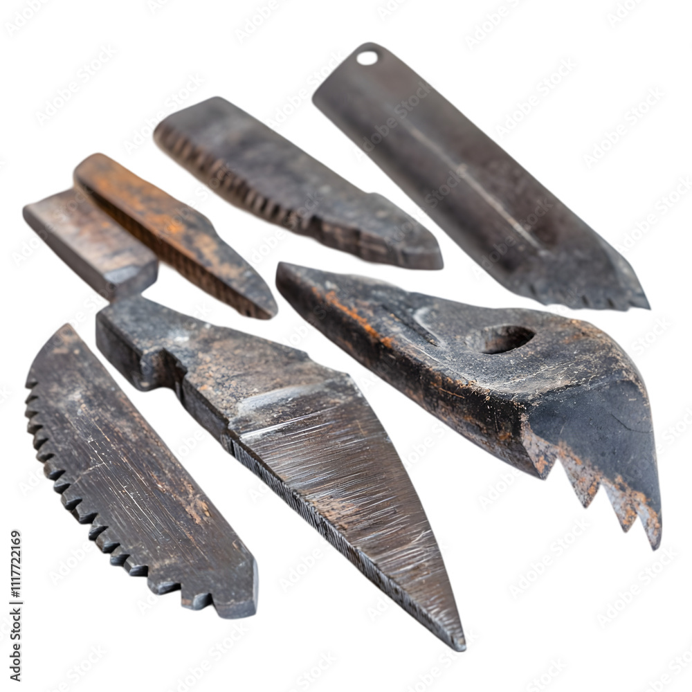 Crafting tools display workshop metal tools indoor close-up artisanal ...