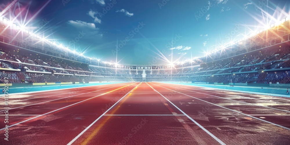 High-quality, detailed rendering of an indoor track and field stadium ...