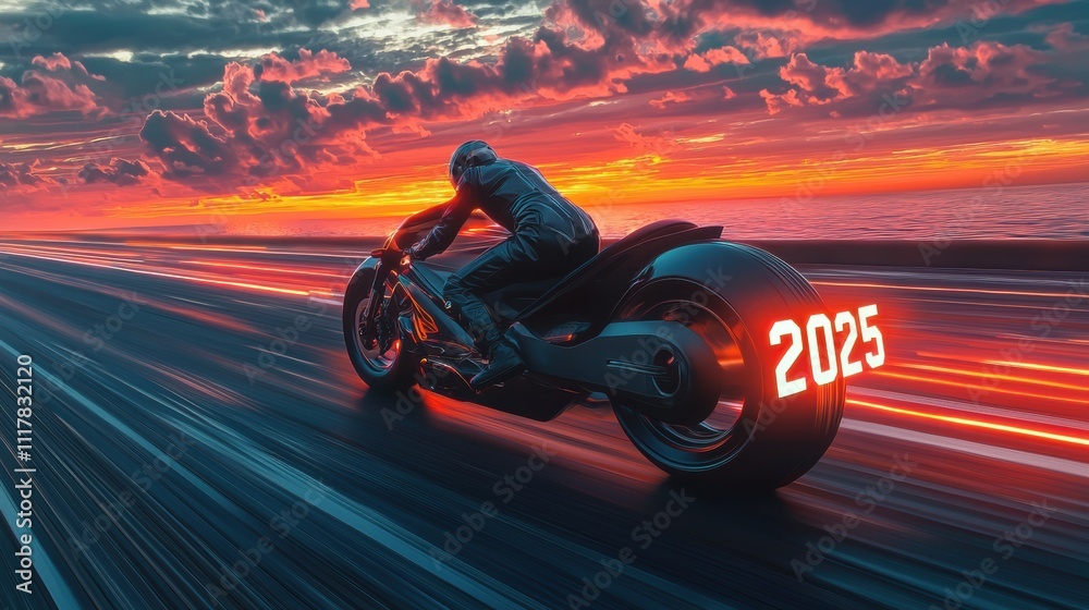 2025 is moving forward like a locomotive，Motorcycle Rider Racing into ...