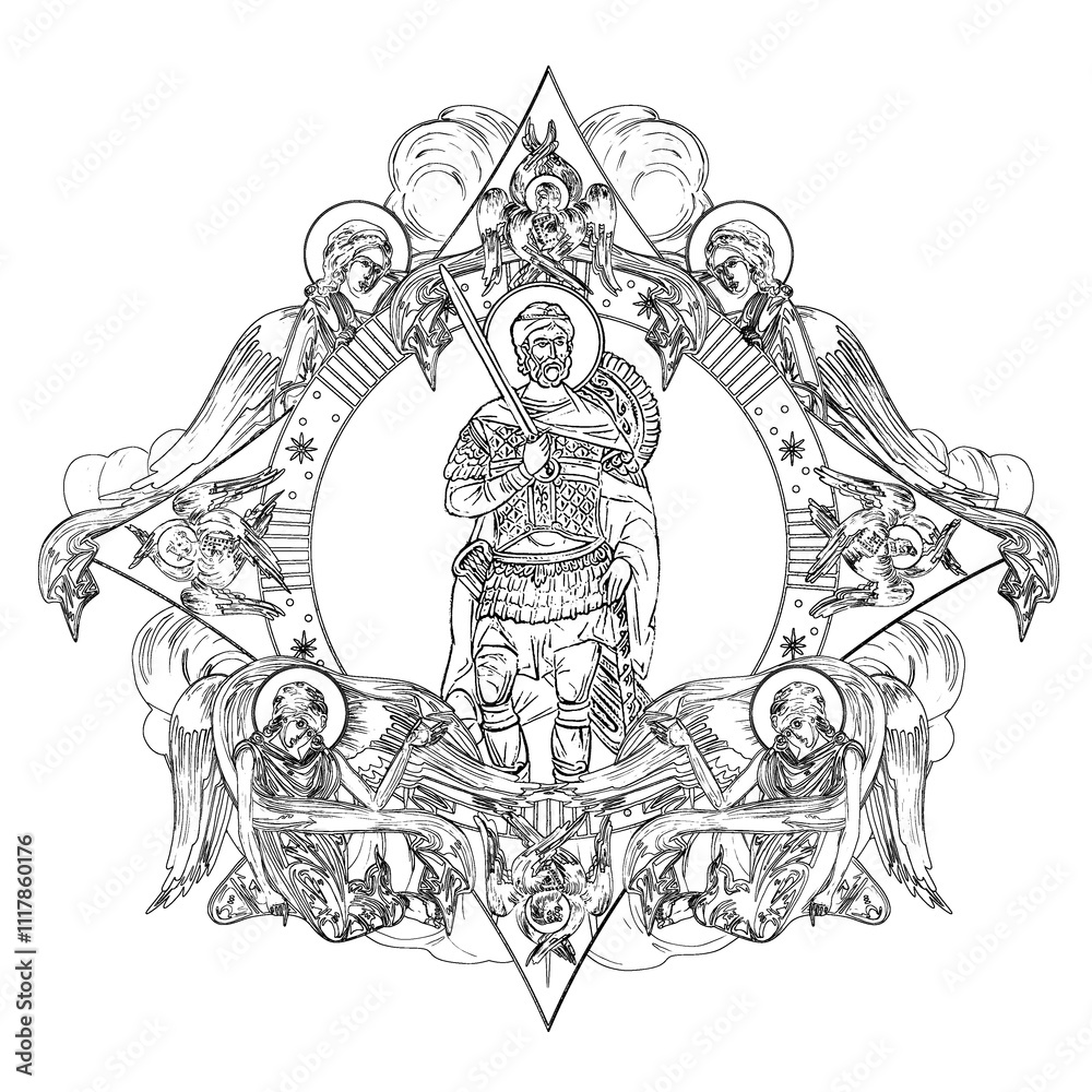 Saint Eustace (name english). Religious dome with apostles and angels ...