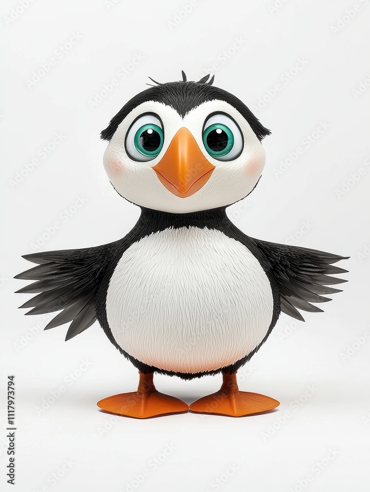Cartoon Puffin Character in High Fidelity with Vibrant Colors and ...