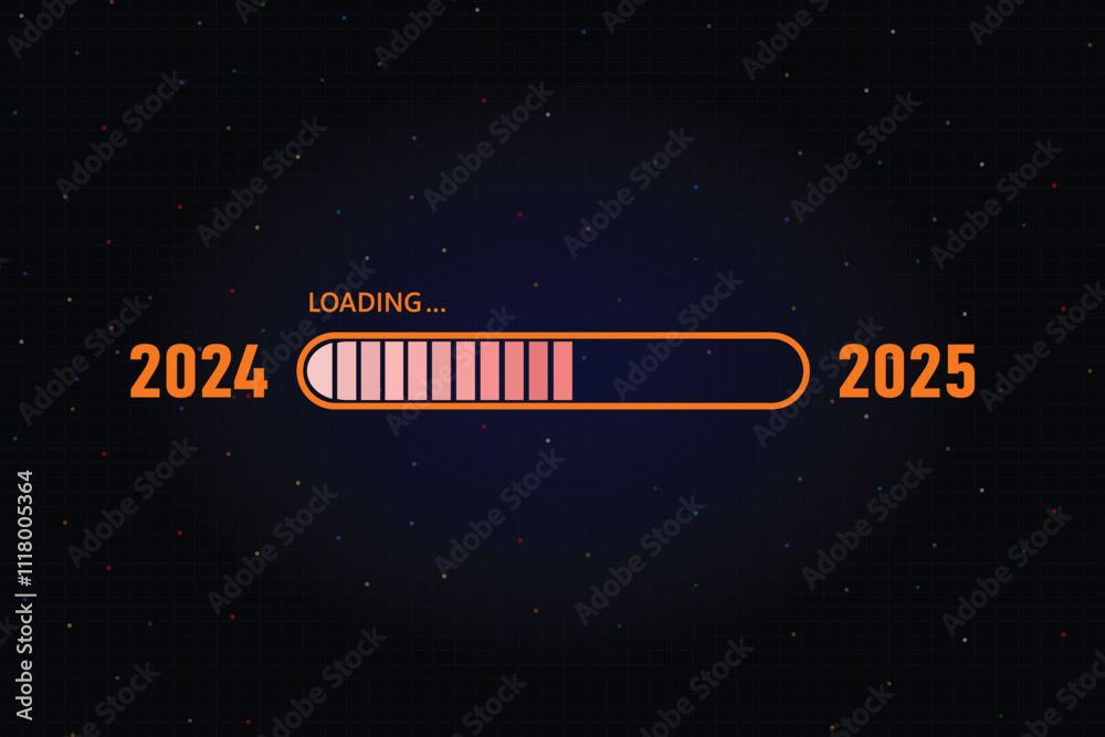 Orange loading bar from 2024 to 2025 on Retro Futurism Sci-Fi ...