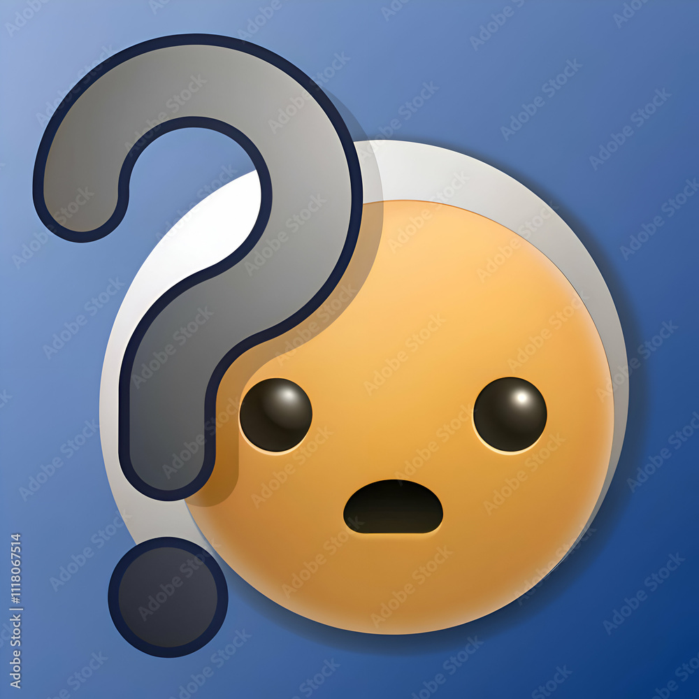 Confused Emoticon with Question Mark. Digital Illustration Stock ...