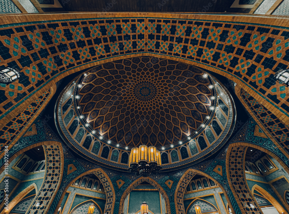 Blue and gold detail Islamic Grand mosque interior Architecture, HD ...