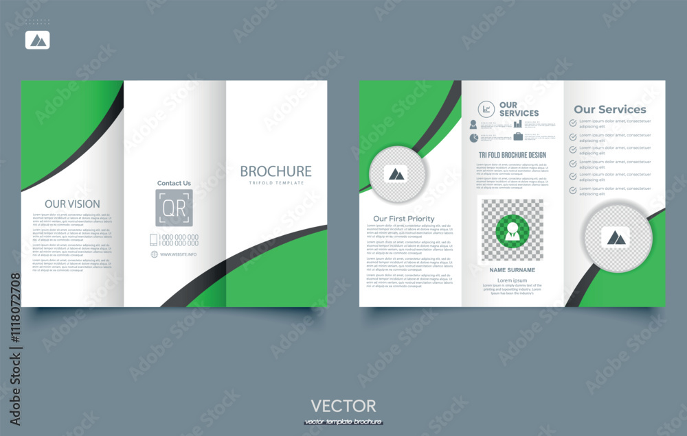 Green Professional clean modern and corporate trifold brochure template ...