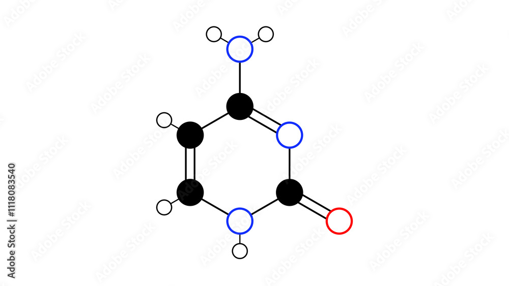 cytosine molecule, structural chemical formula, ball-and-stick model ...