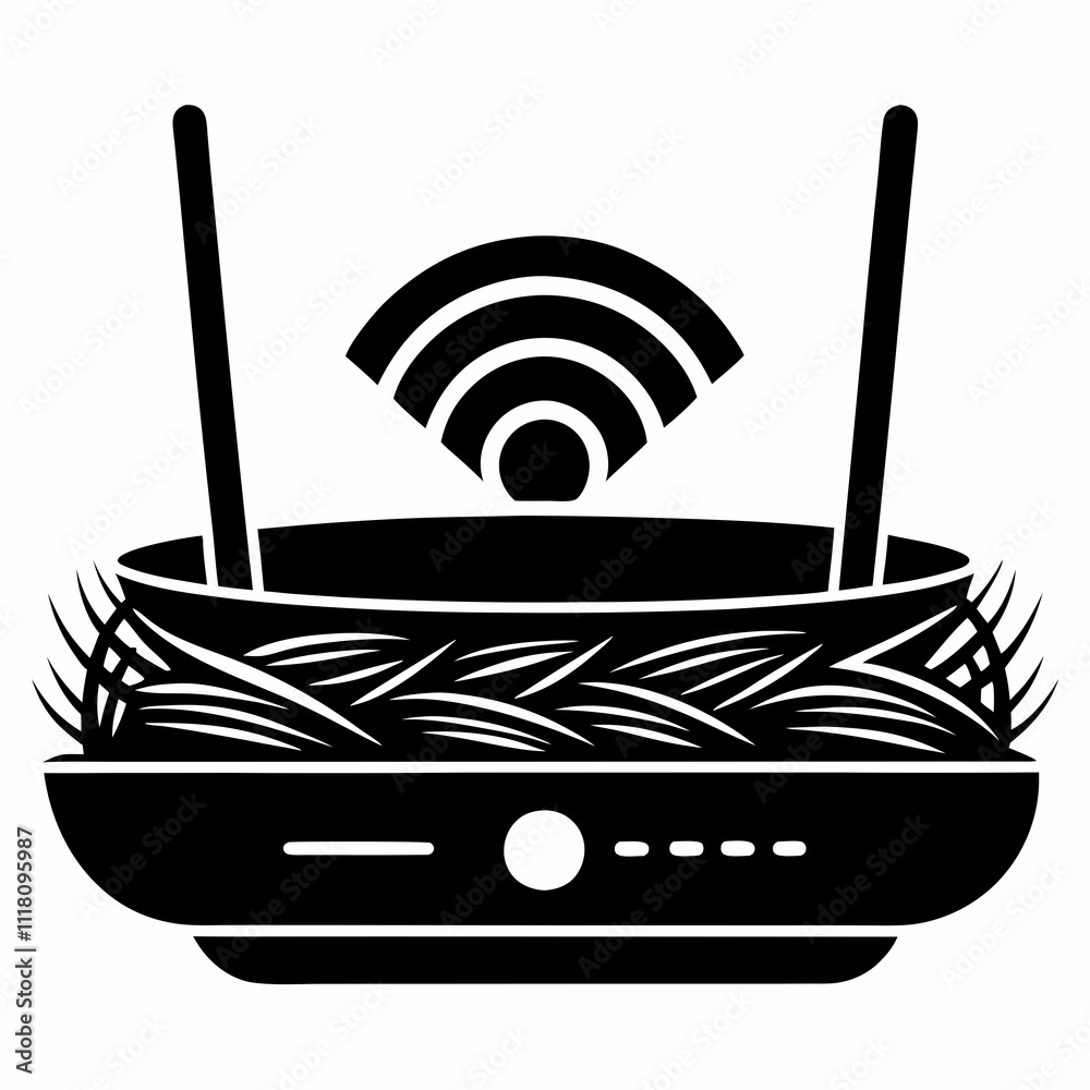 Nest Wi-Fi Router vector silhouette black design white background Stock ...