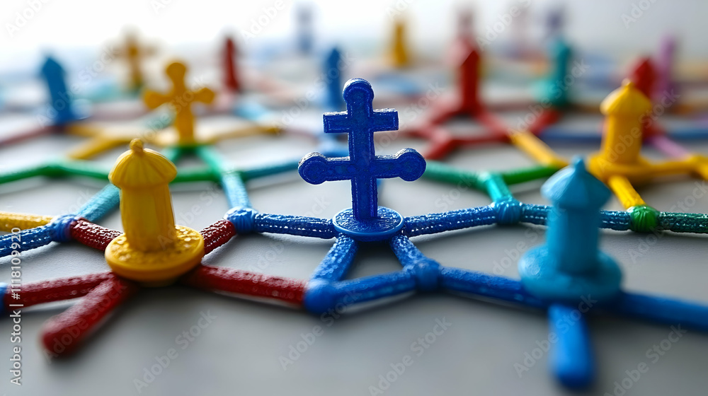Macro Religious Connection concept as Macro close up of interconnected ...