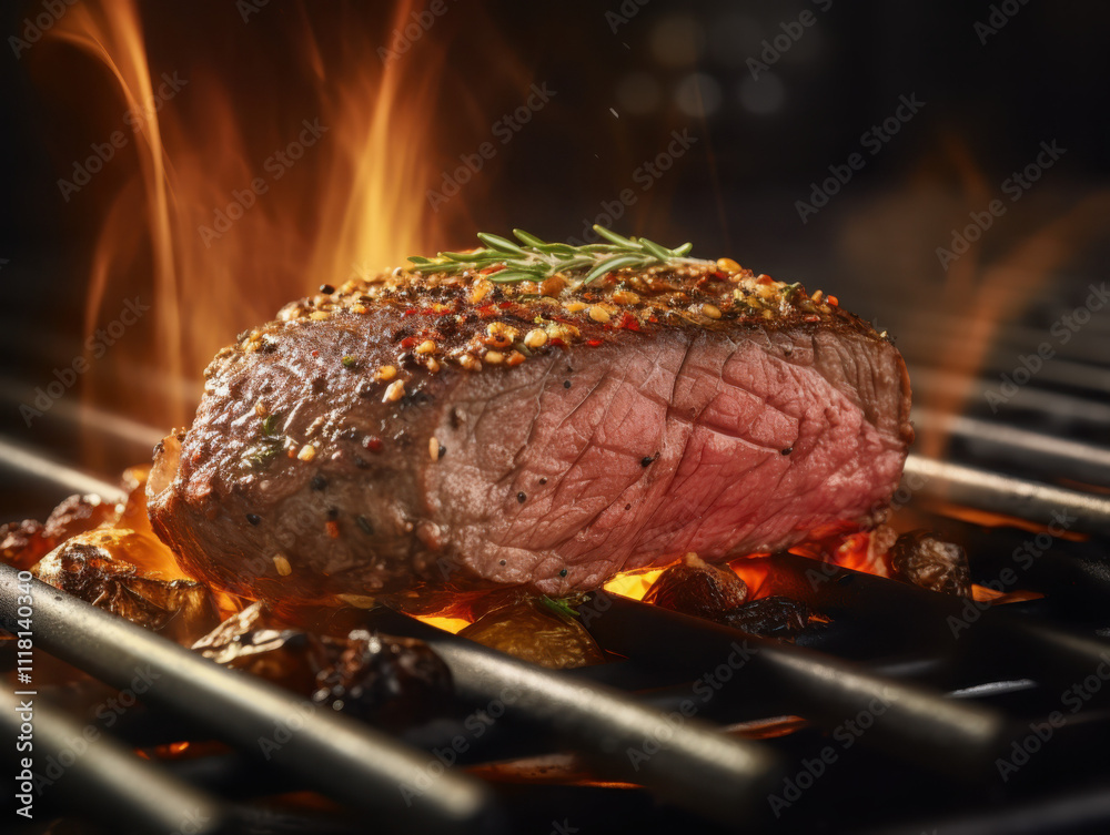 Flame-kissed broiled top sirloin technique top restaurant kitchen ...