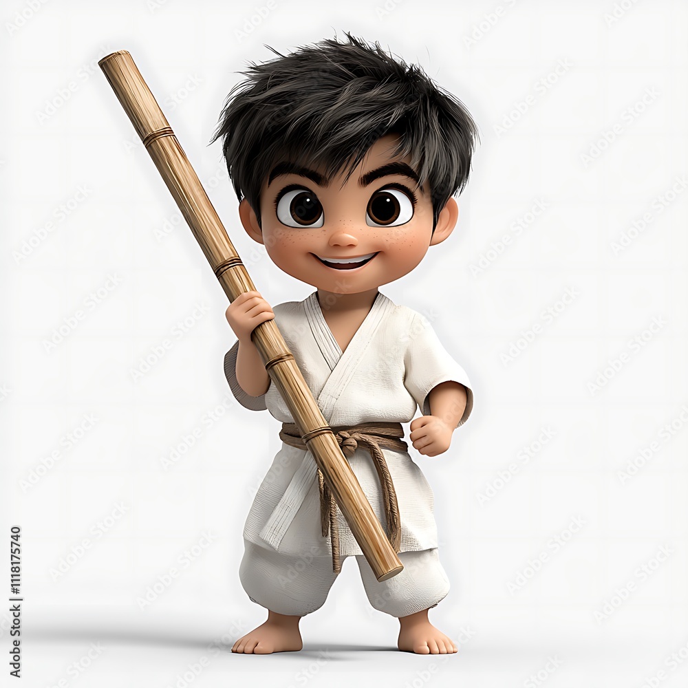 Cute cartoon illustration of a Filipino boy in a barong tagalog holding ...