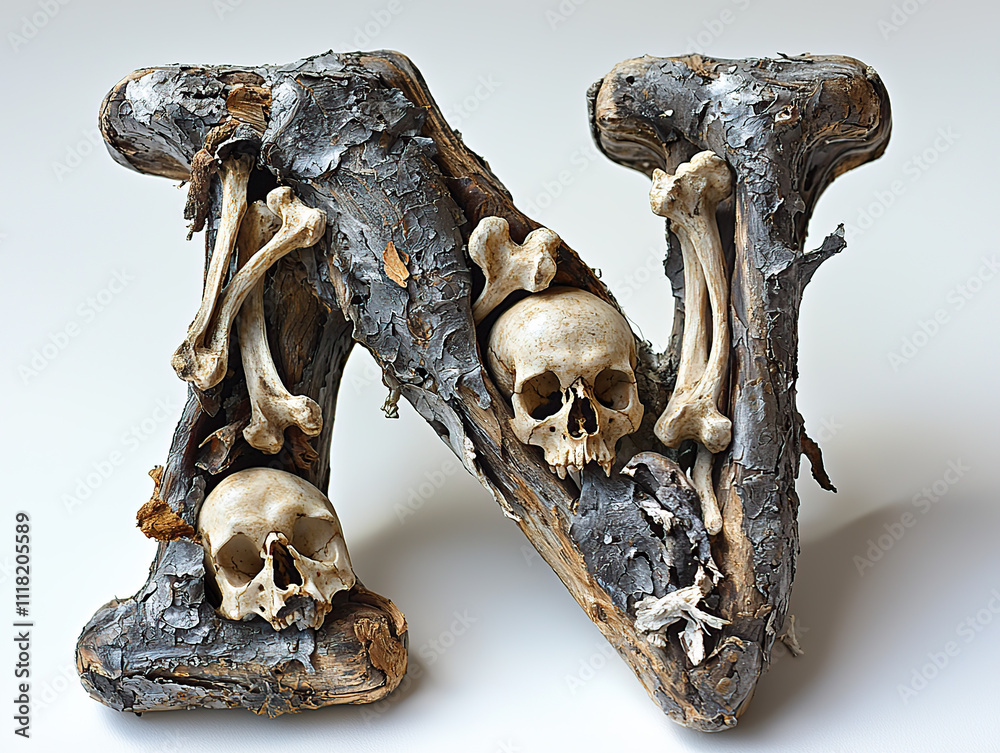 Foto de Stock alphabet, bones, letters, skeleton, spooky, eerie, creepy ...