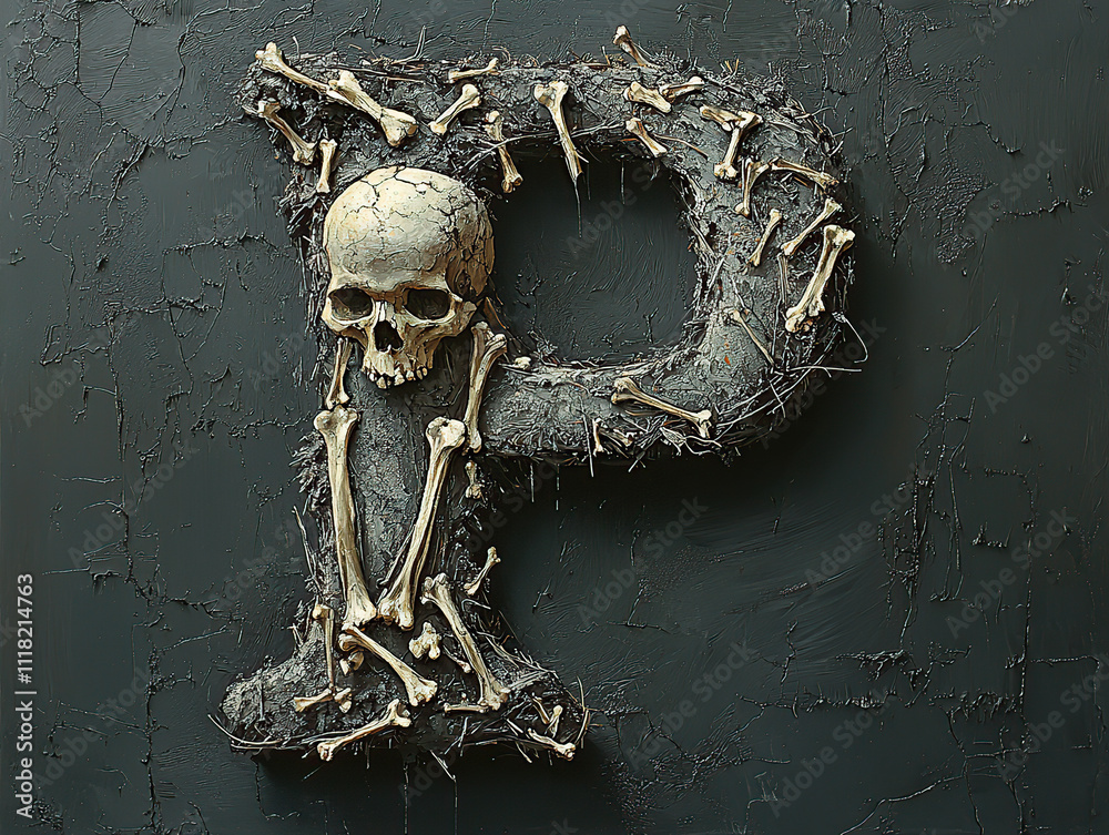 alphabet, bones, letters, skeleton, spooky, eerie, creepy, horror ...