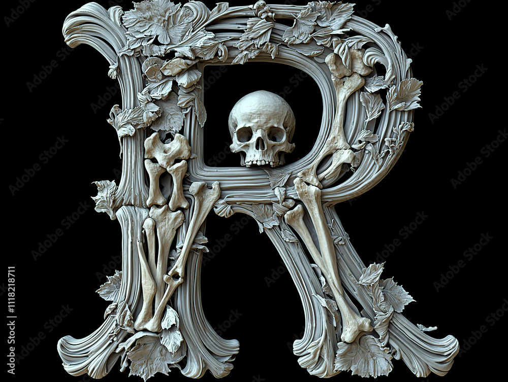 Foto de Stock alphabet, bones, letters, skeleton, spooky, eerie, creepy ...