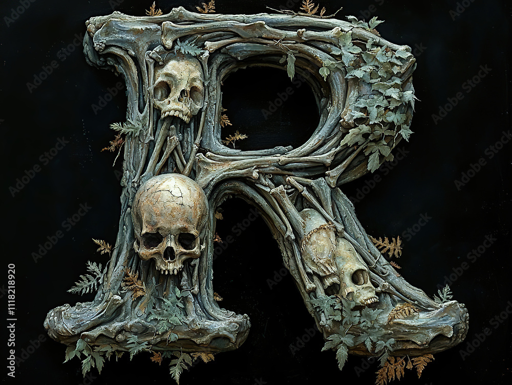 alphabet, bones, letters, skeleton, spooky, eerie, creepy, horror ...