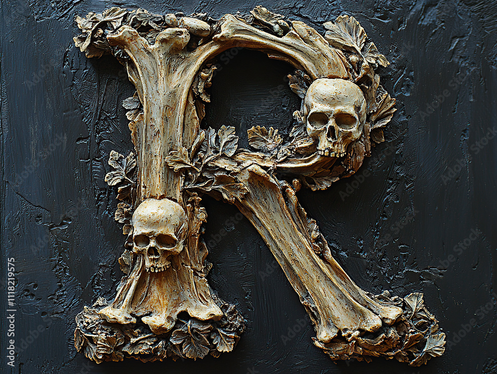 alphabet, bones, letters, skeleton, spooky, eerie, creepy, horror ...