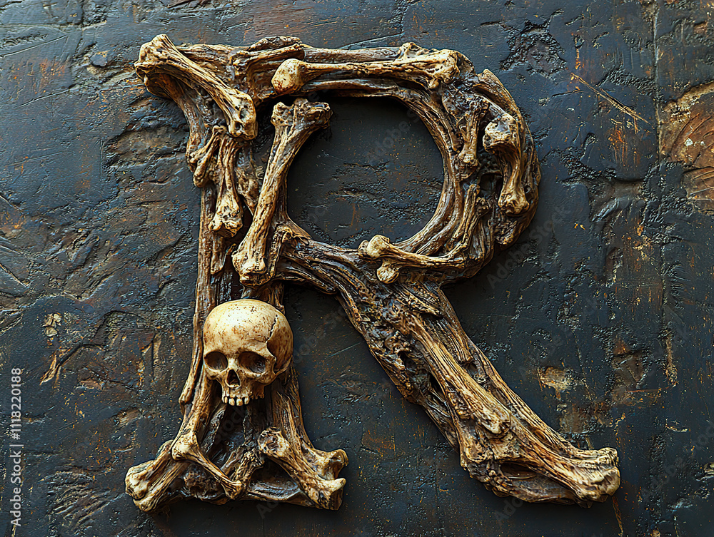 Illustrazione stock di alphabet, bones, letters, skeleton, spooky ...