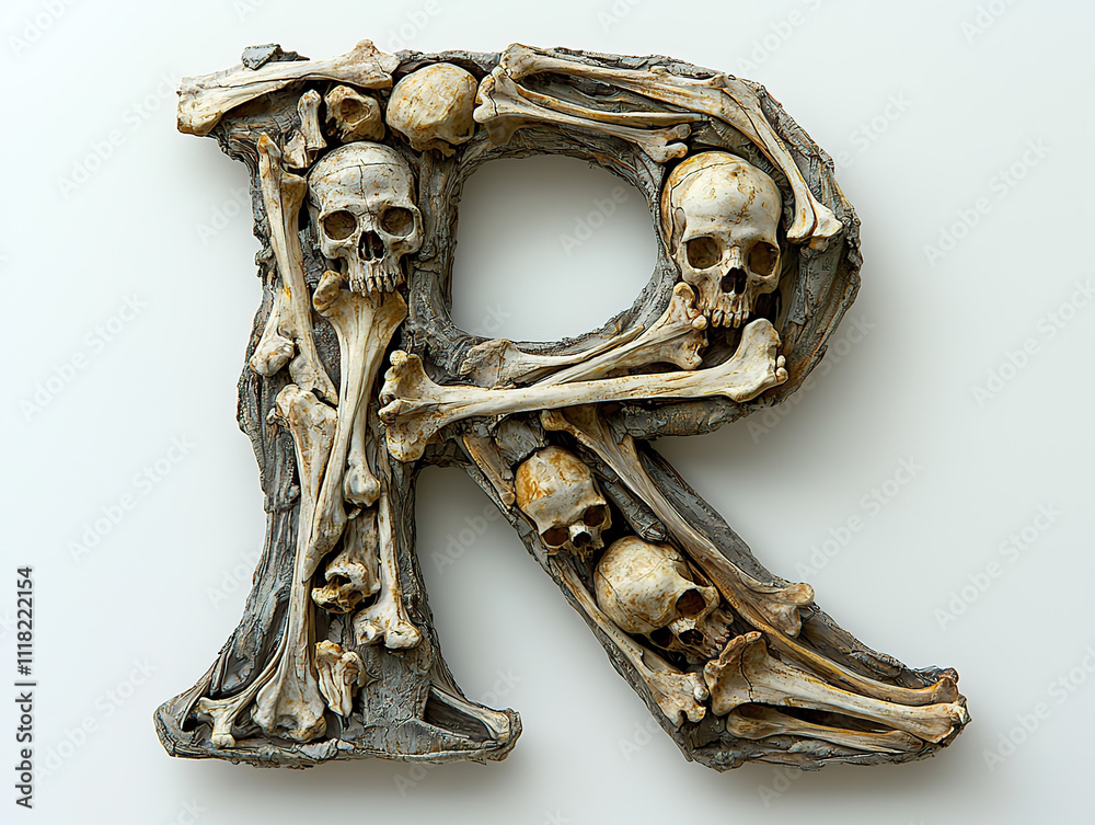 Foto de Stock alphabet, bones, letters, skeleton, spooky, eerie, creepy ...
