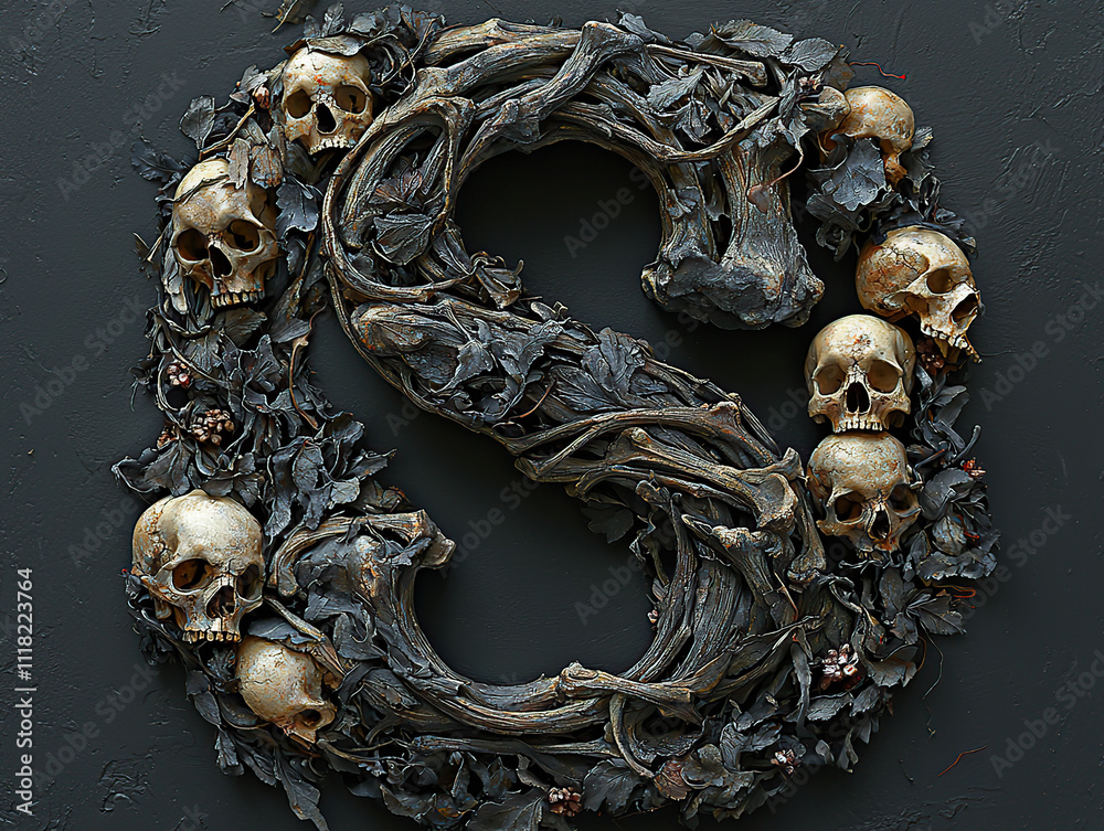 Illustration Stock alphabet, bones, letters, skeleton, spooky, eerie ...