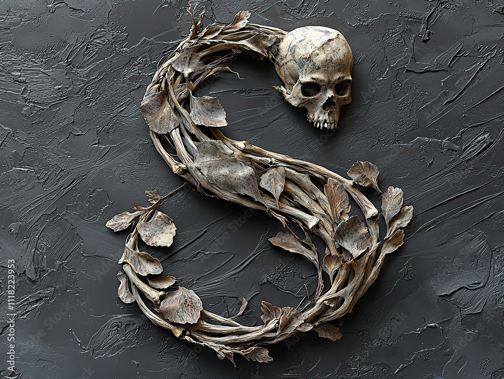 Stock-Illustration „alphabet, bones, letters, skeleton, spooky, eerie ...