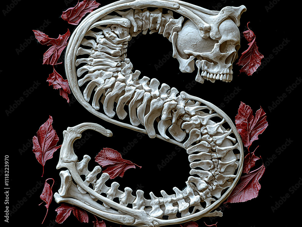 alphabet, bones, letters, skeleton, spooky, eerie, creepy, horror ...